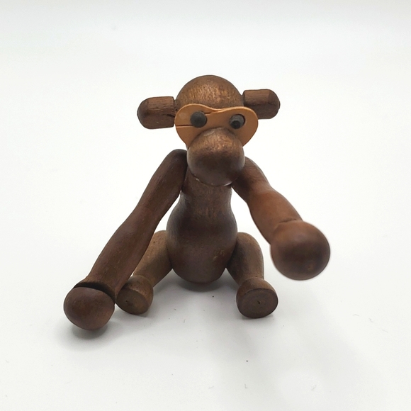 Vintage | Art | Vintage 958 Zooline Teak Monkey Mcm Mini Articulated ...